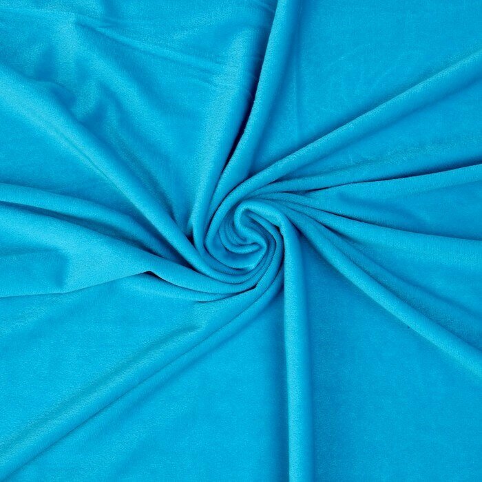 Ткань для рукоделия, плюш на трикотажной основе, голубой, лоскут 100×150 см