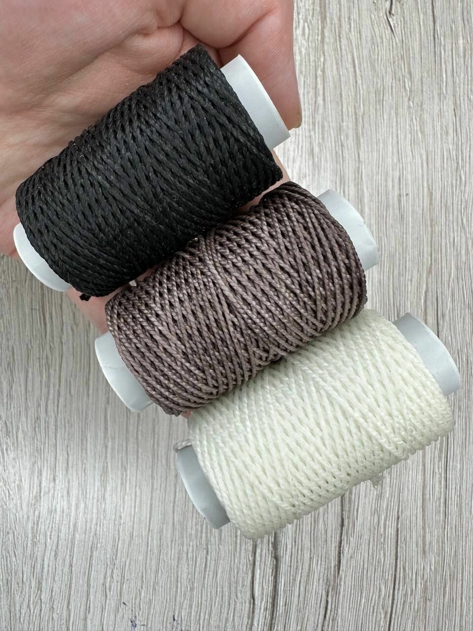 Нитки капроновые обувные для шитья 50м 3 шт(белая, коричневая и черная)