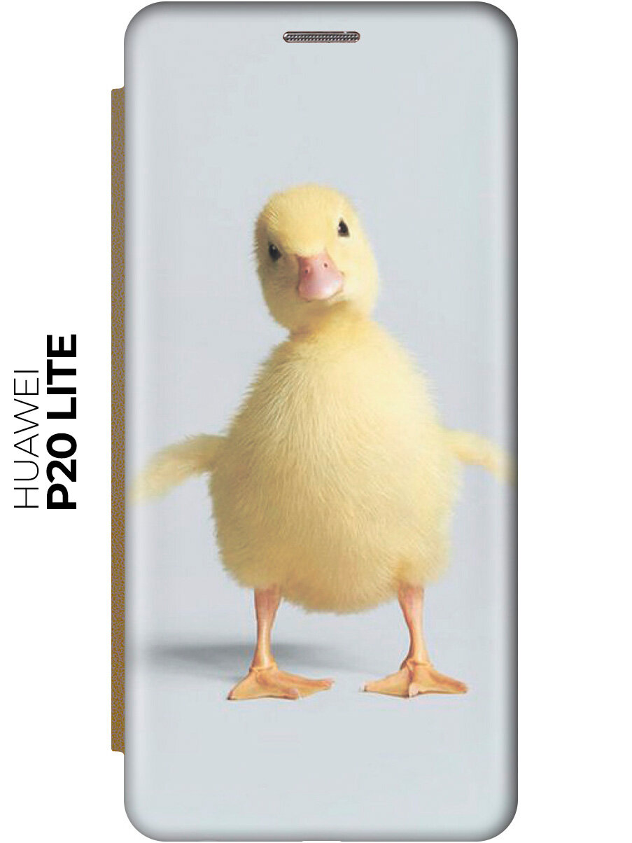 Чехол-книжка Утя на Huawei P20 Lite / Nova 3e / Хуавей П20 Лайт / Нова 3Е золотой