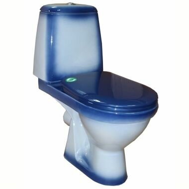 Унитаз компакт ROSA Премьер, горизонтальный выпуск , антивсплеск, синий декор