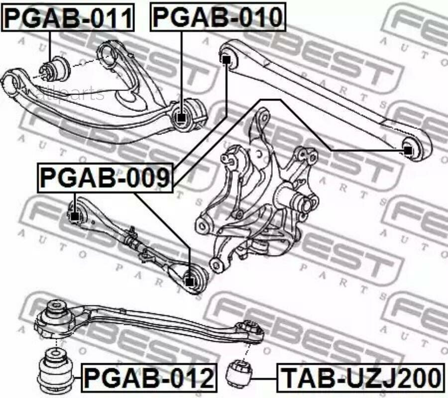 FEBEST PGAB-009 сайлентблок задней тяги CITROEN C6 2005-2012