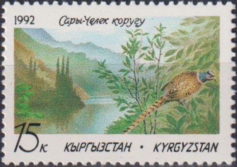 Почтовые марки Киргизия 1992г. "Сары-Челекский заповедник" Птицы MNH