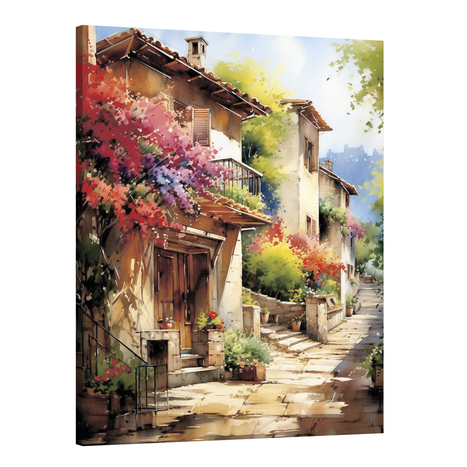 Интерьерная картина 50х70 "Деревня в цветах"