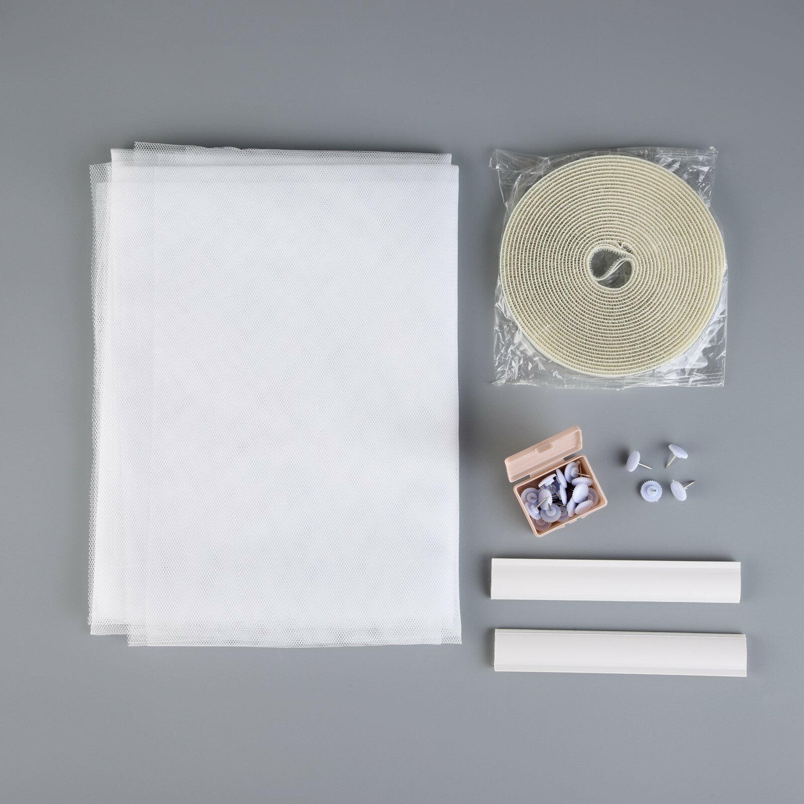 Сетка москитная с крепежом и ПВХ профилями для дверных проемов, 1.5×2.1 м, в пакете, белая