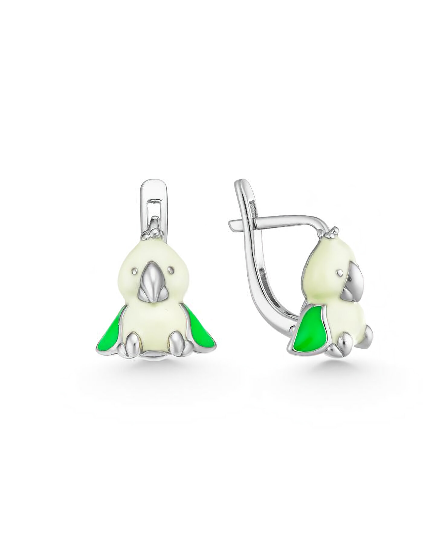 Серьги, серебро, 925 проба, родирование, эмаль