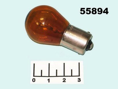 Лампа 12V 21W BAU15S 1 контакт оранжевая смещенные Narva 17638