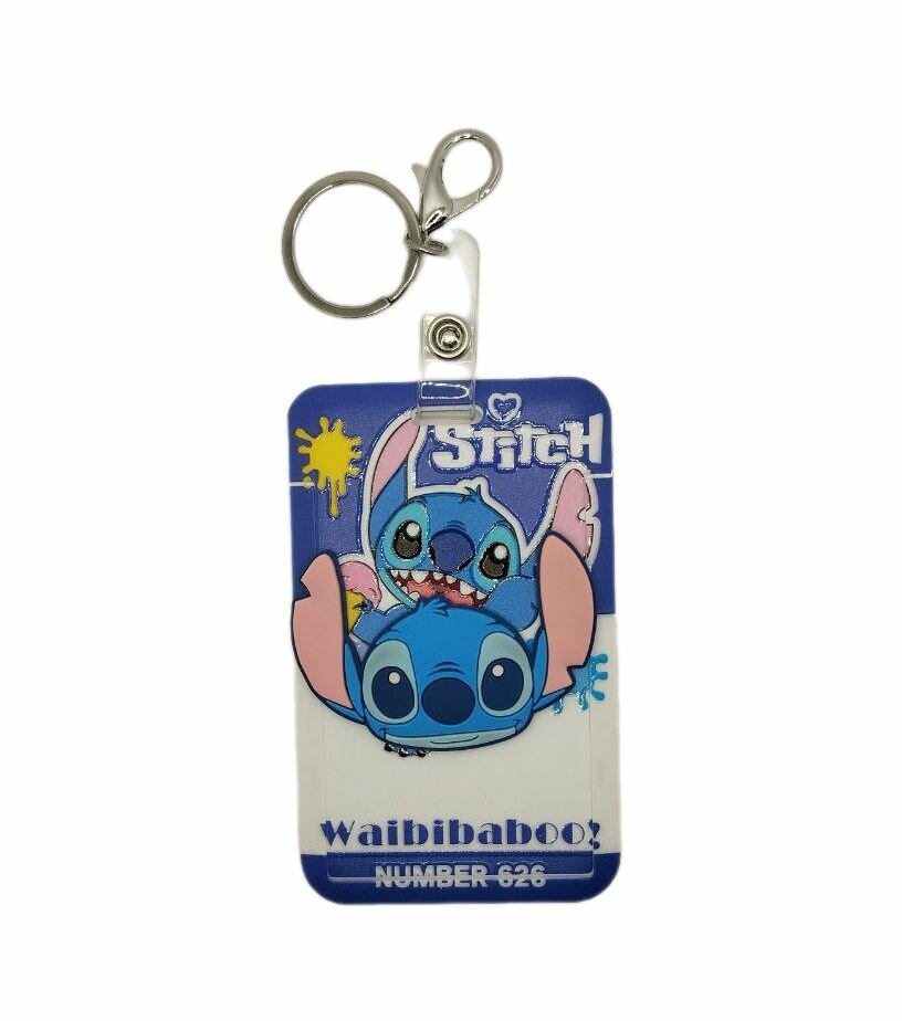 Бейдж для пропуска в школу Стич, детский / Чехол для бейджа / Держатель для пропуска
