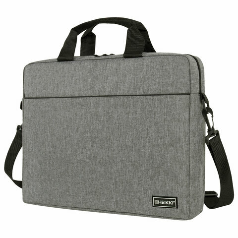 Сумка портфель HEIKKI PERSPECTIVE (хейки) с отделением для ноутбука 15,6", с карманом, серая, 29х40х7 см, 272595