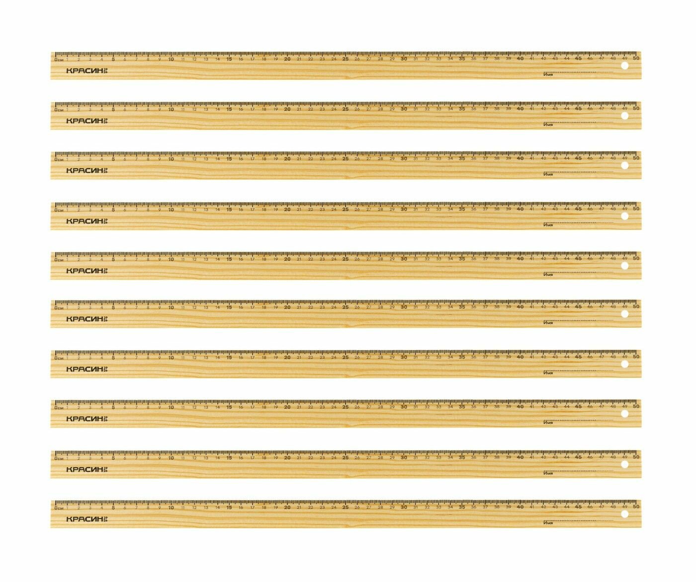 Набор 10 шт. - Линейка 50 см Красин, дерево