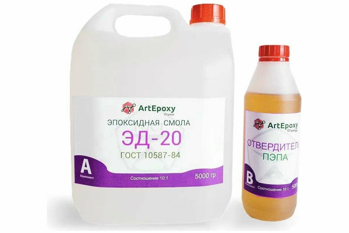 ArtEpoxy Эпоксидная смола ЭД-20 (5 кг) с отвердителем пэпа (500 гр) 21634 ВИ-21634