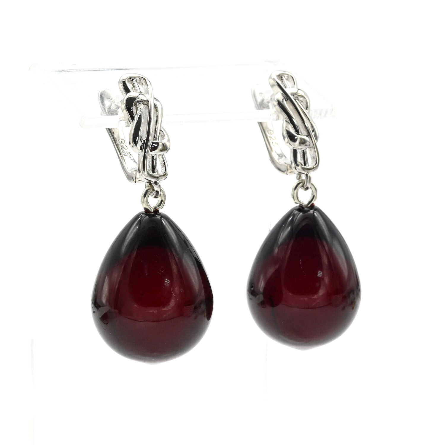 Серьги с подвесками, янтарь