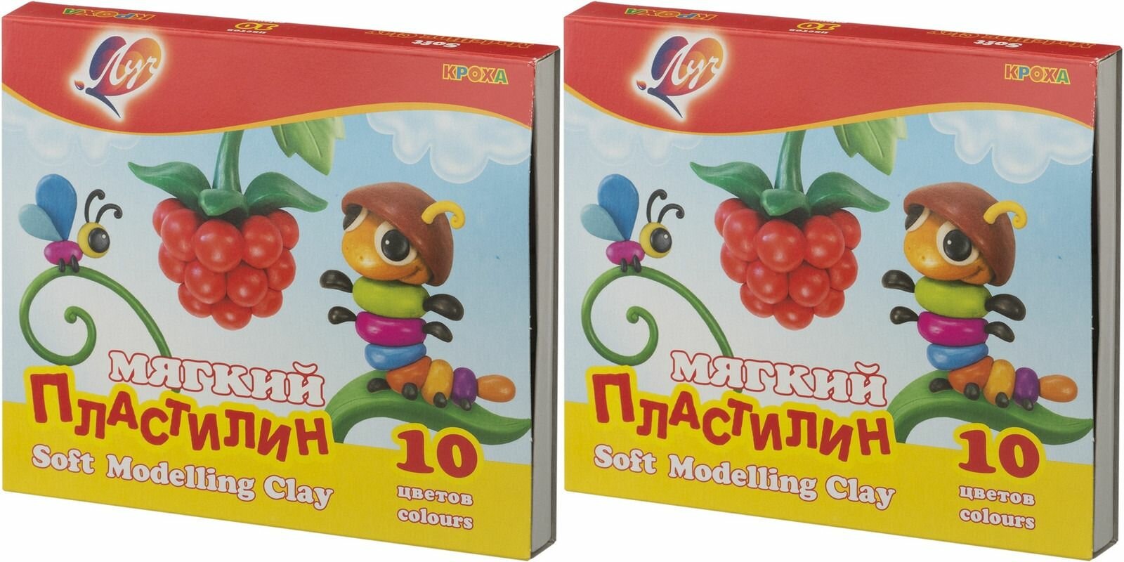 Луч Пластилин Кроха 10 цветов, 2 уп