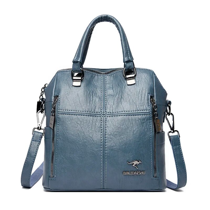 2023 новый высококачественный кожаный рюкзак женские сумки через плечо Темно-синий, Sky Blue
