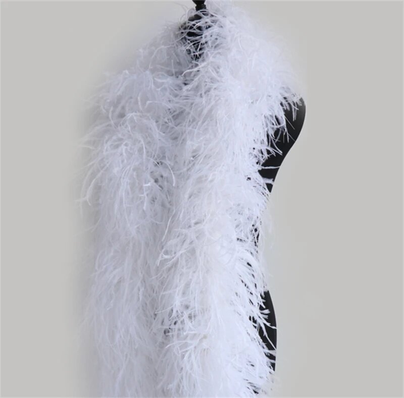 Розовые боа из страусиных перьев 4, 6, 8, 10, 20 слоев 2 м Белый, 6ply 2Meters, белый