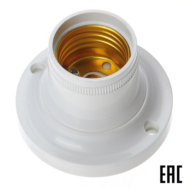 Патрон E27 AB7STWEAY пластиковый настенный прямой белый Ecola (9 шт. в комплекте)