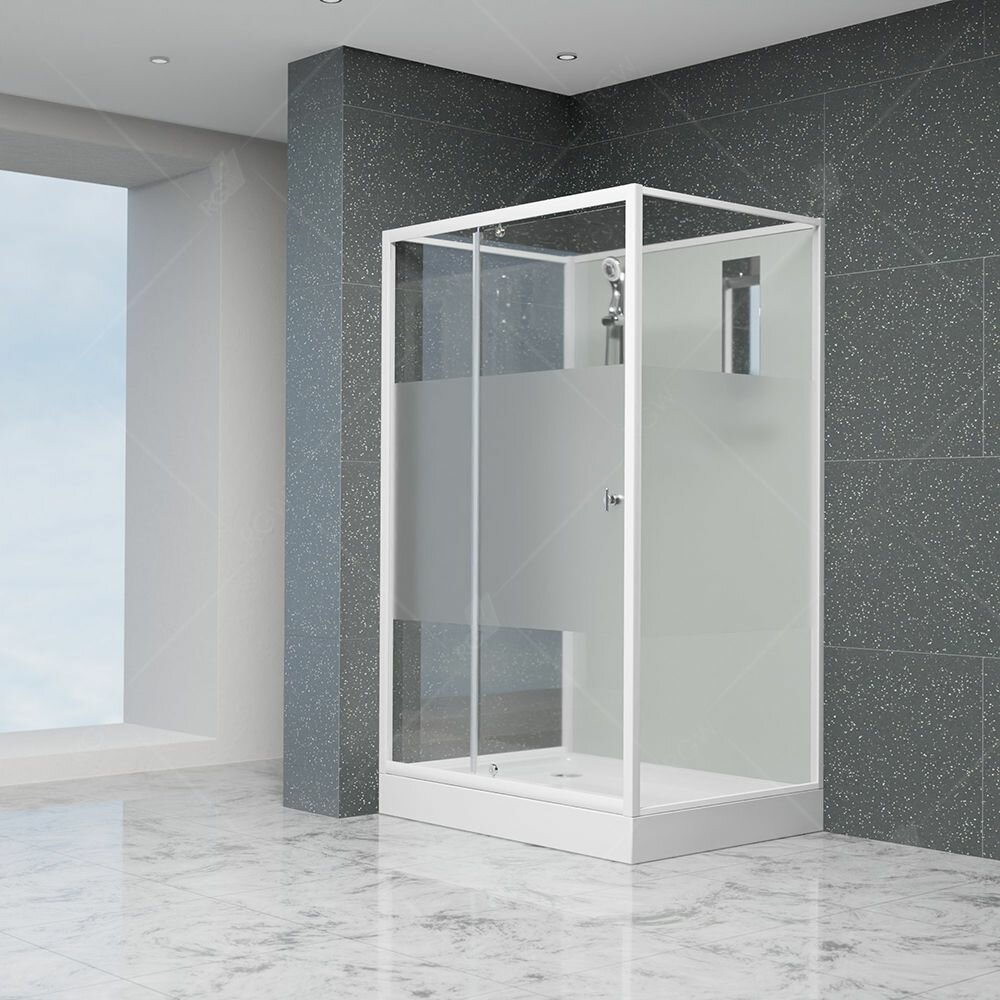 Душевая кабина RGW (РГВ) Andaman 90x120x200 см AN-207 прямоугольная, белый цвет, Frost Line стекло 5 мм (3 стекла в комплекте) (411320792-95)