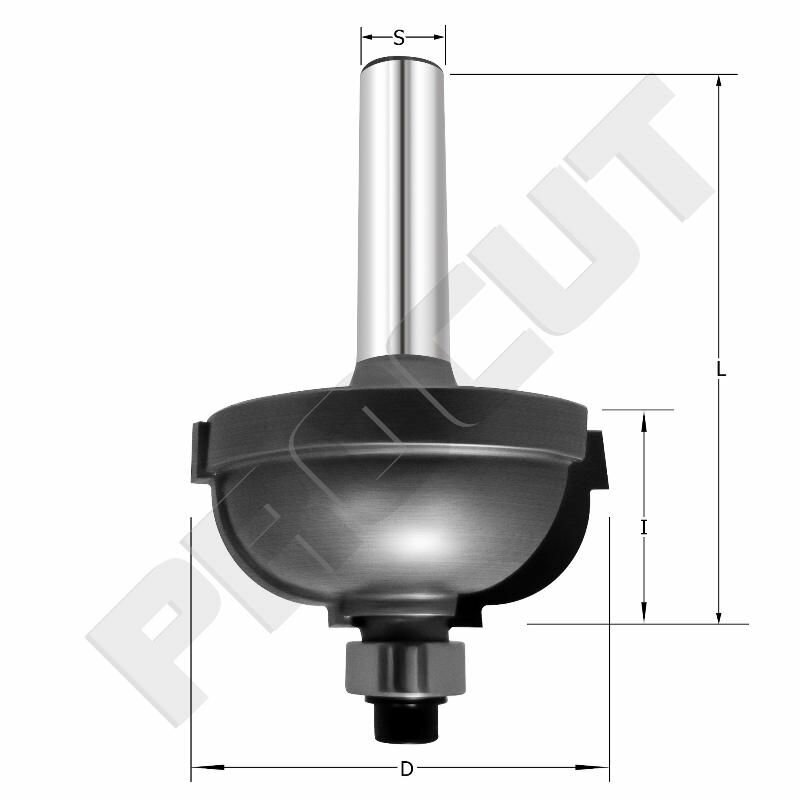Фреза по древесине, фанере "Внутреннее скругление c полками" R=9.5 D=35x16.5x59 S=8 PROCUT