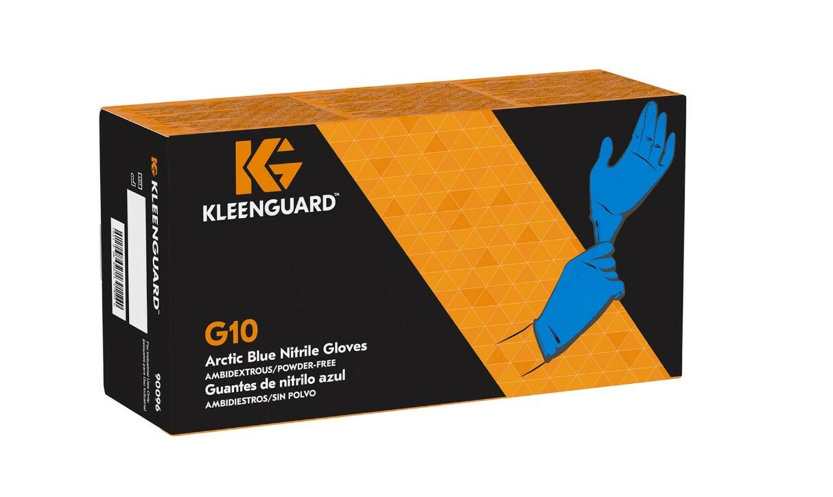 Перчатки нитриловые промышленные KleenGuard G10 Arctic Blue Nitrile, цвет: синий, размер: S (7.0), 200 шт. (100 пар), 24 см арт. 90096