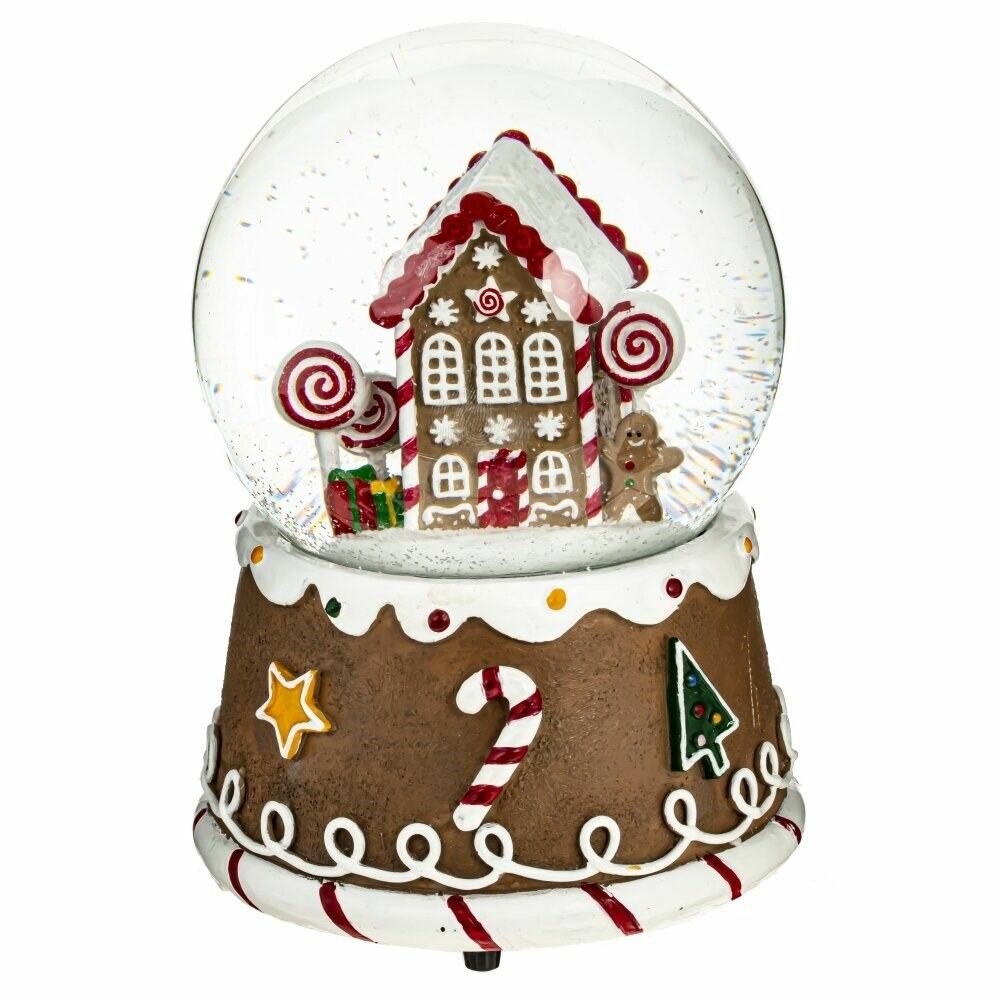 Фигурка в стеклянном шаре "Домик" с подсветкой, музыкой, эффектом вьюги, D10см, 11х11х15 см