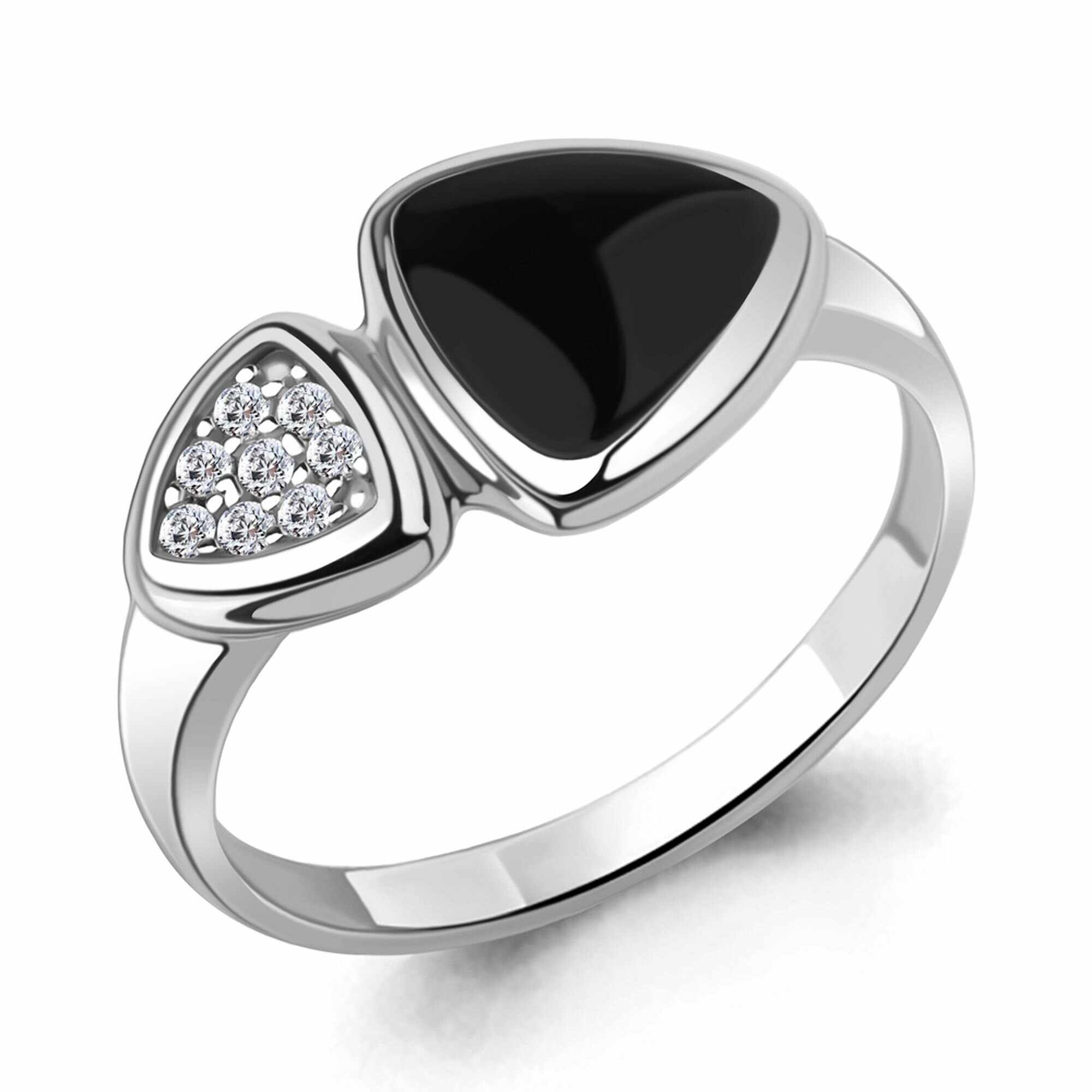 Кольцо, серебро, 925 проба, родирование, эмаль, фианит