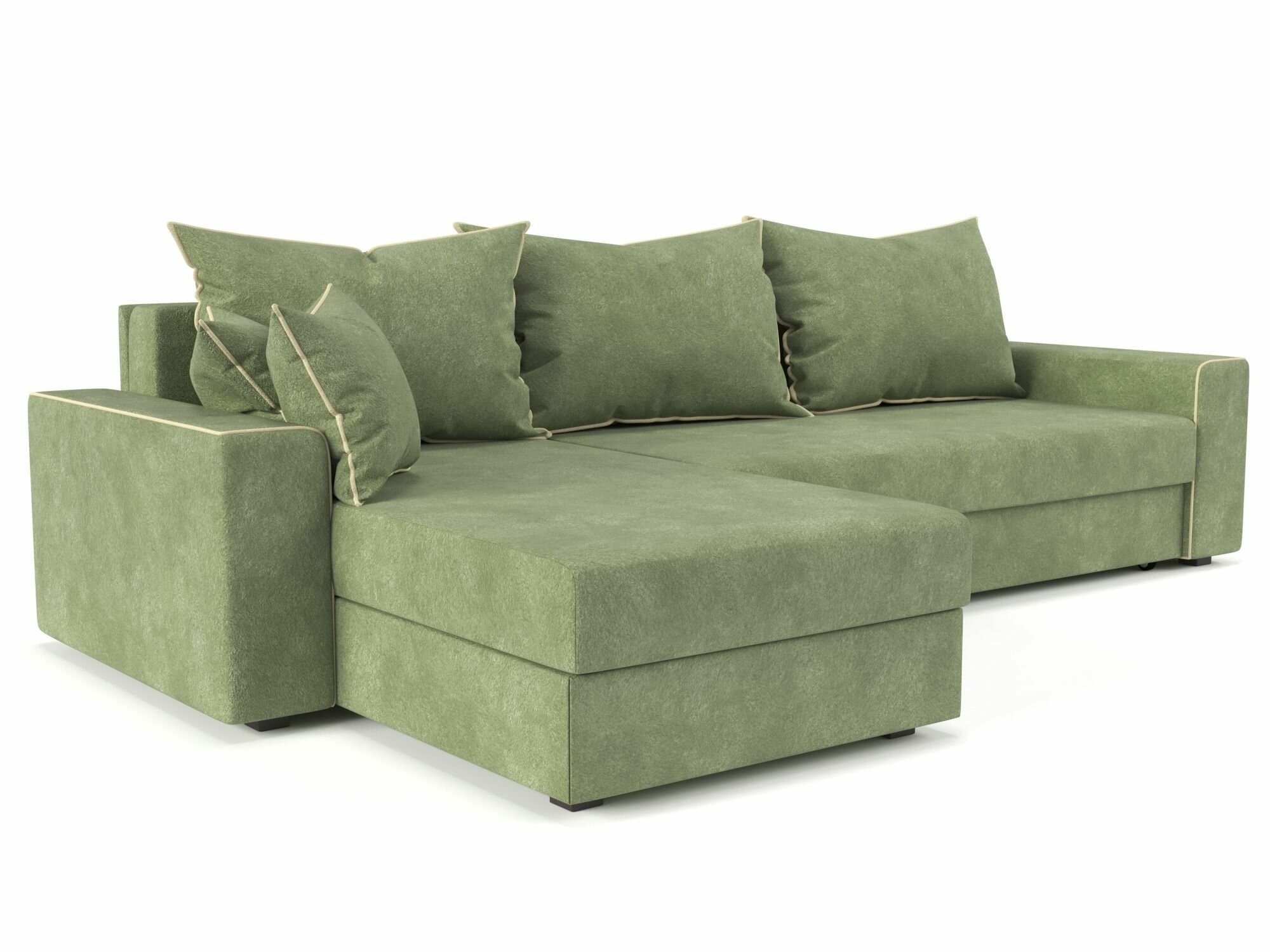 Угловой мягкий диван Soft Element Джепсон Green левый, дизайнерский, стиль лофт, в гостиную, современный, с подушками