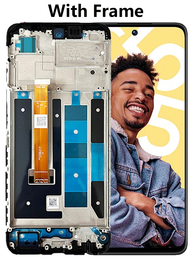 Оригинальный ЖК-дисплей для OPPO Realme C55, полный с рамкой RMX3710, дигитайзер сенсорного экрана в сборе, запасные части для ремонта LCD With Frame