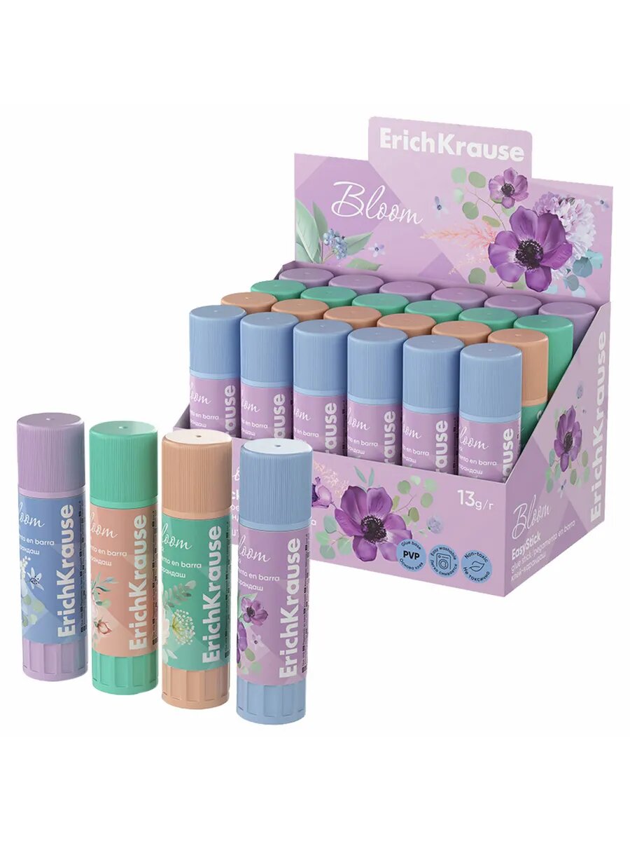 Клей-карандаш Easystick Pastel Bloom, 13 г, 4 шт.