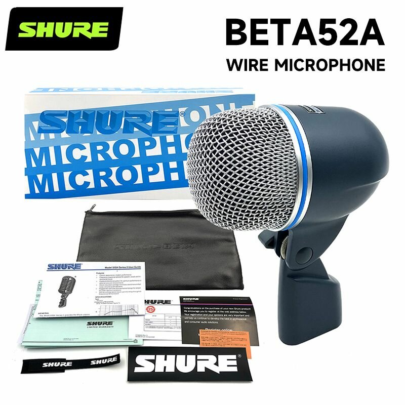 Shure Beta52A специальный микрофон для низкочастотного баса и барабана, супер кардиоидная динамическая катушка