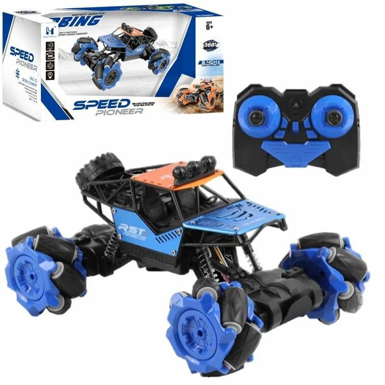 LH-C025A-1 Машинка на пульте управления, металлическая игрушка на радиоуправлении для мальчиков Багги Вездеход с вращением на 360 синий