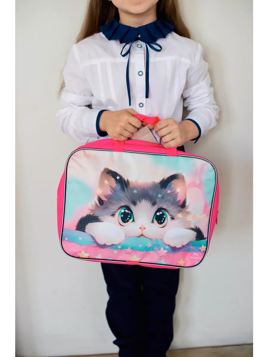 Папка школьная с ручками Котик мяу Милая канцелярия, размер 35*42 см