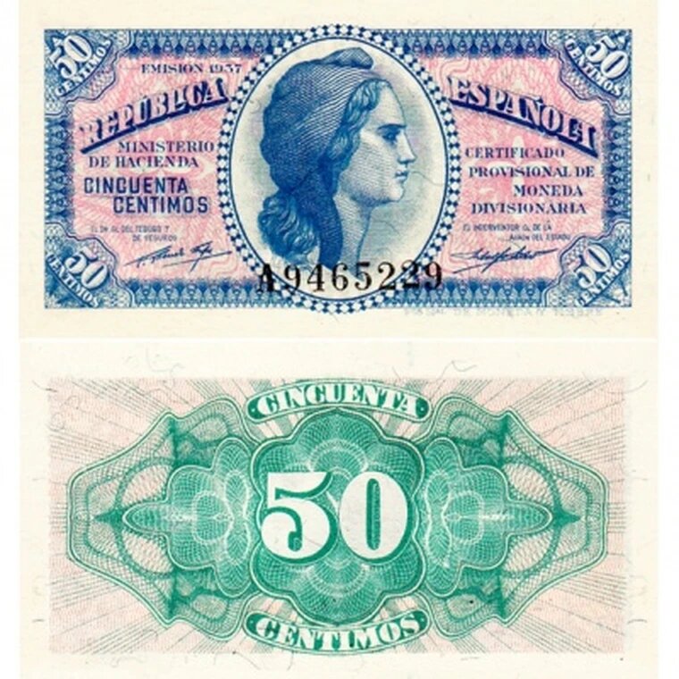 50 песет 1937 Испанская Республика, сувенирная копия, банкноты и купюры редкие коллекционные