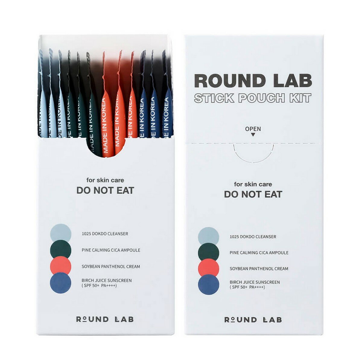 ROUND LAB Набор средств для лица: пенка, сыворотка, крем увлажняющий, крем солнцезащитный / Stick Pouch Kit, 3 мл x 12 шт.