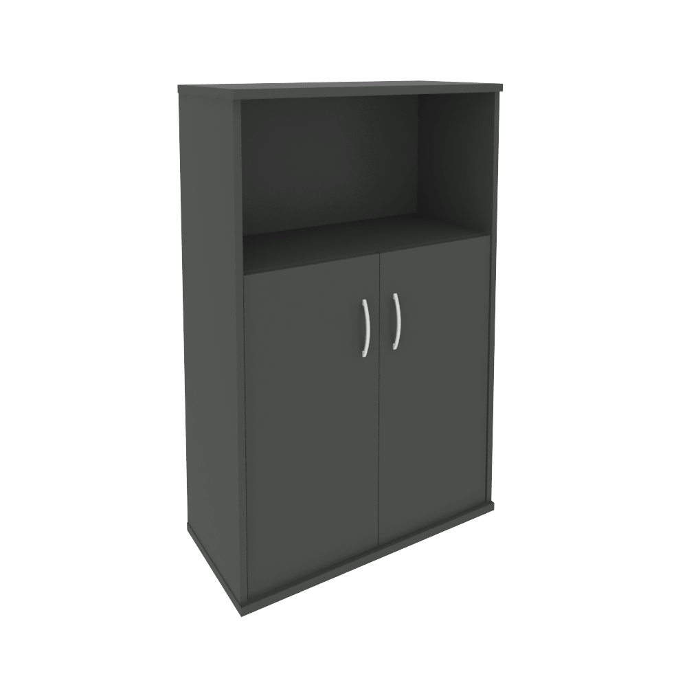 Шкаф для документов средний широкий (2 низкие двери ЛДСП) Рива Riva А. СТ-2.1 Антрацит NEW 770*365*1215