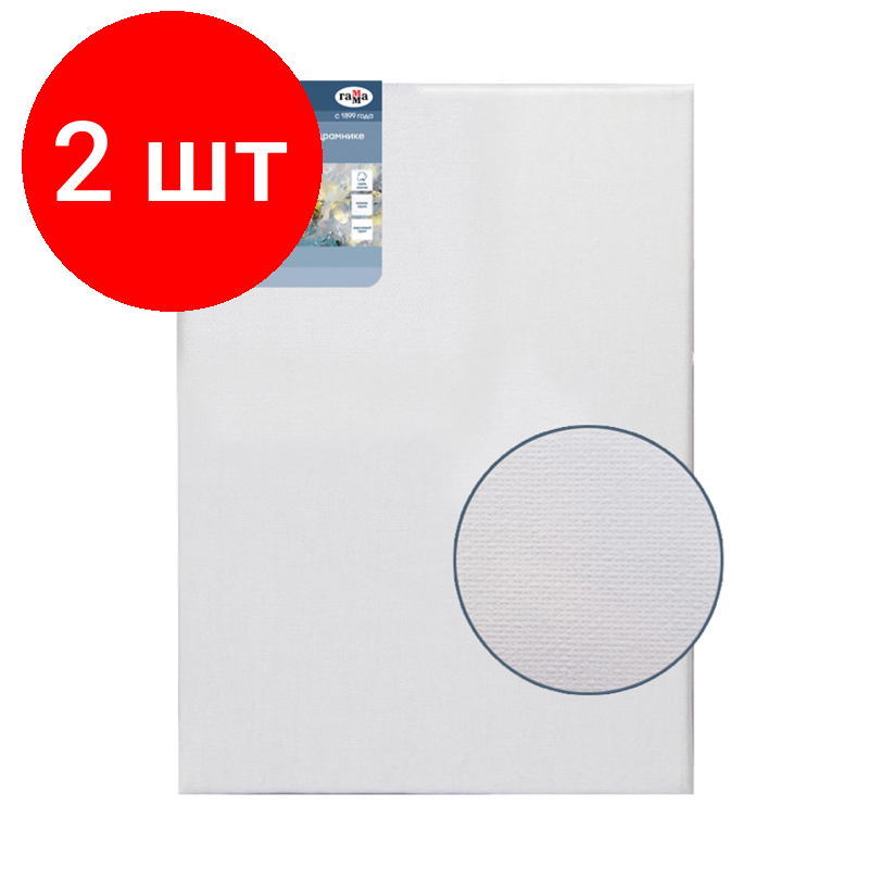 Комплект 2 шт, Холст на подрамнике Гамма "Студия", 50*70см, 100% хлопок, 280г/м2, мелкое зерно