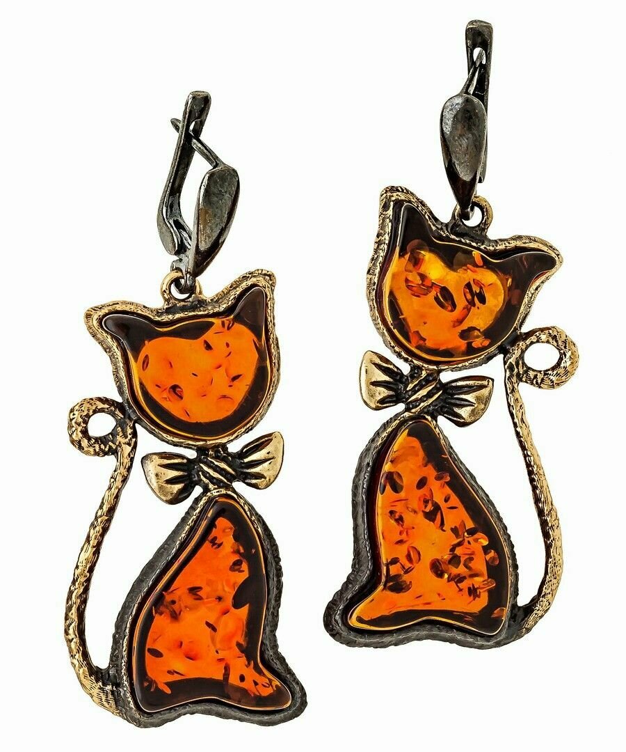 Серьги, янтарь