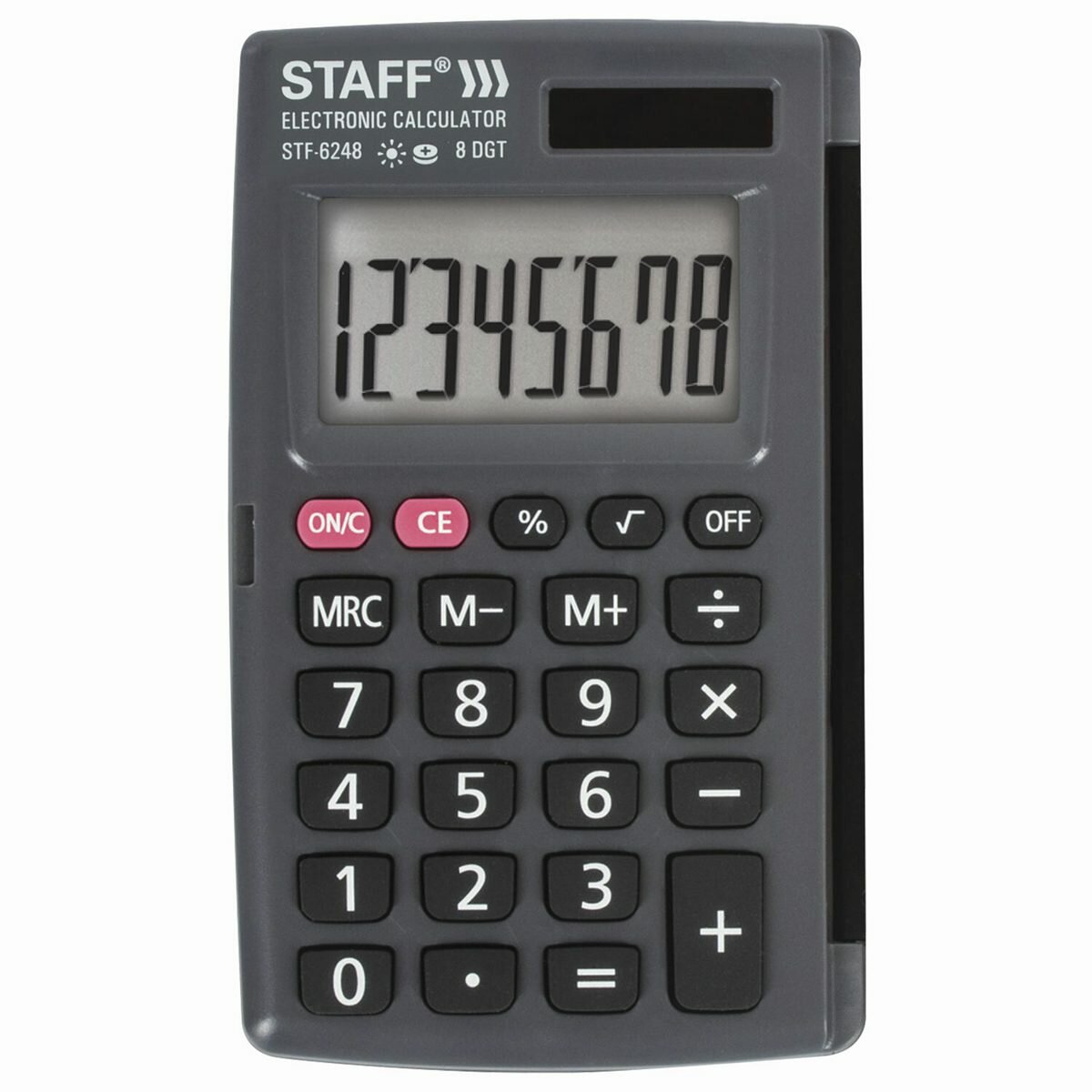 Калькулятор карманный Staff STF-6248 (8-разрядный) черный, двойное питание (250284), 50шт.