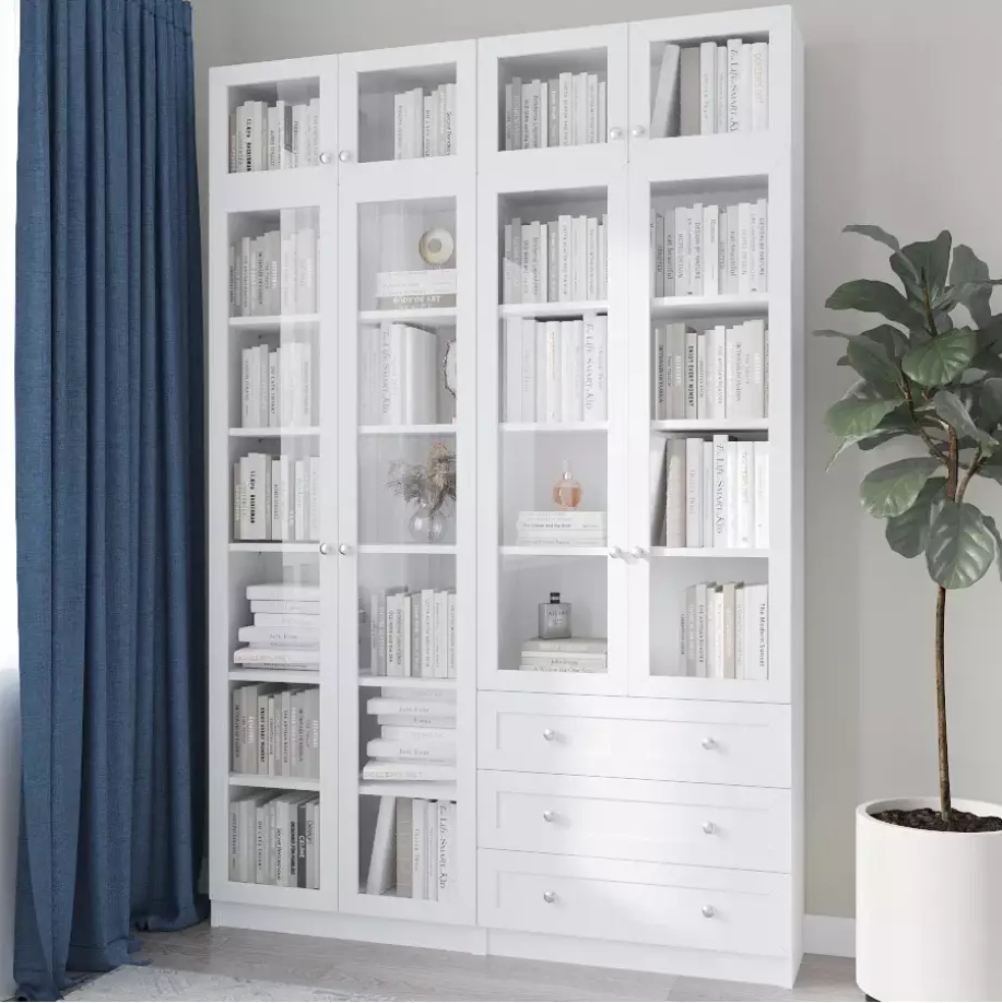 Стеллаж Билли 47 универсальный, ЛДСП, с ящиками 160х30х237 см, Икеа