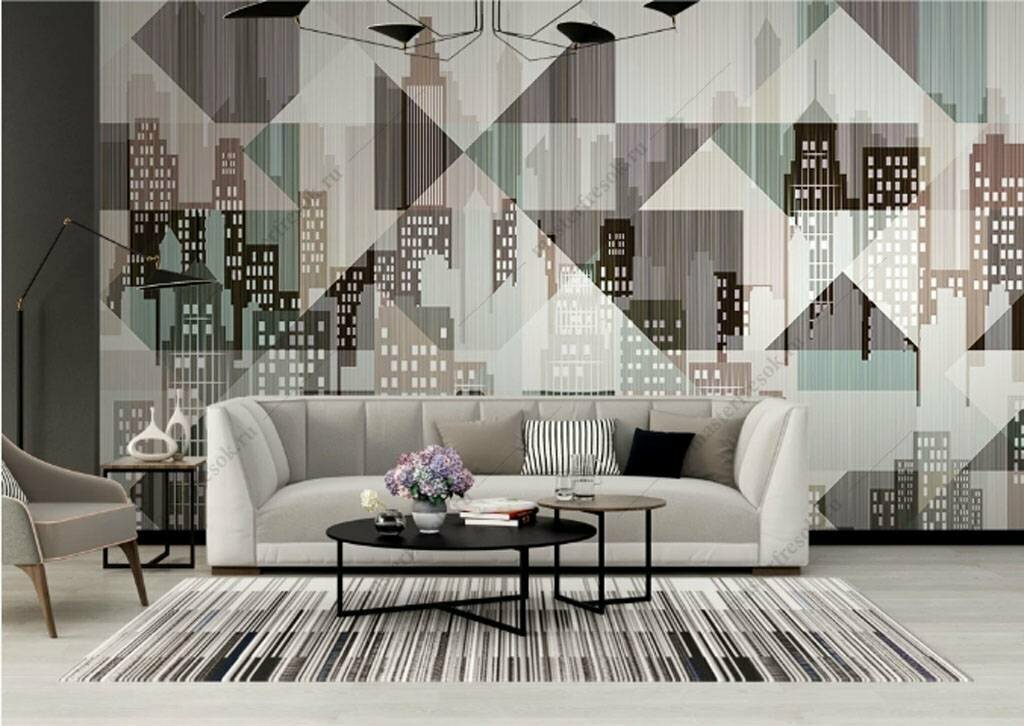 Фотообои Нарисованный город 15-847-M 275 х 470 см (ВхШ) Бесшовные, флизелиновые, влагостойкие обои MasterFresok