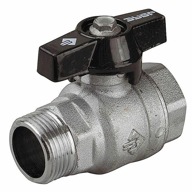 Кран шаровой полнопроходной "мама-папа" 3/4", ручка "бабочка", ЗУБР