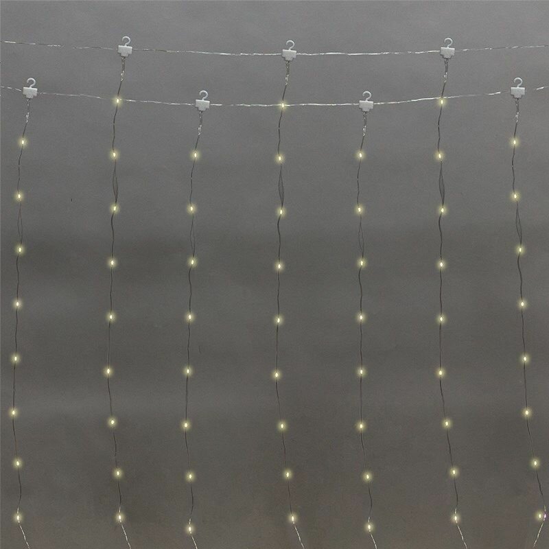 Гирлянда Светодиодный дождь из росы 3х2м, теплый белый, USB + пульт управления, с крючками для крепления NEON-NIGHT