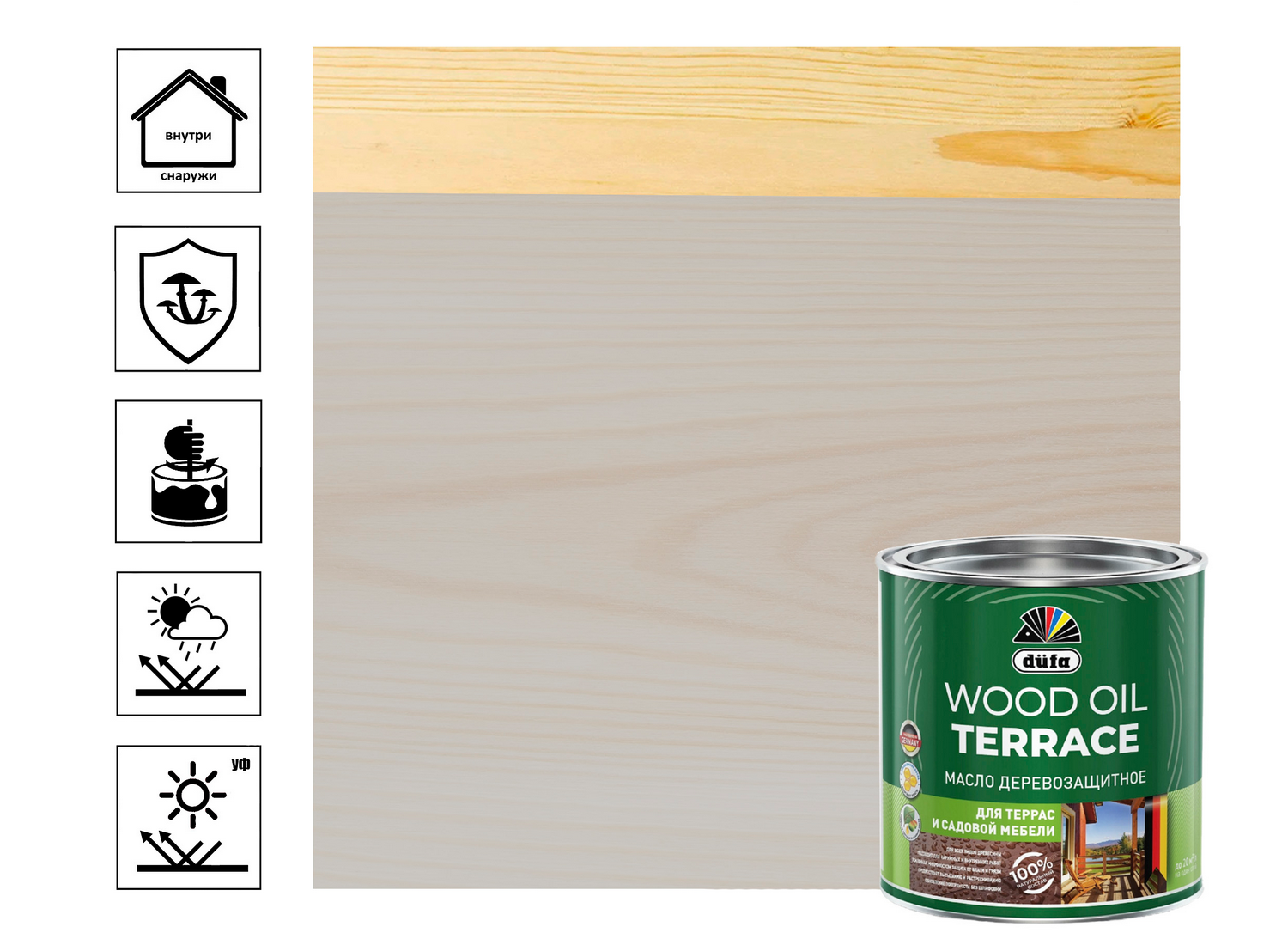 Масло Dufa Wood Oil Terrace серый 0,9 л для защиты террасной и садовой древесины