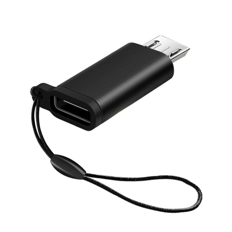 Переходник USB Type C на Micro USB черный с веревочкой