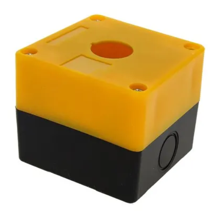 Корпус кнопочного поста EKF / ЕКФ PROxima КП101, 1 место, из пластика, желтый, 77×71×65мм, отверстие 22мм, IP54 / электрика