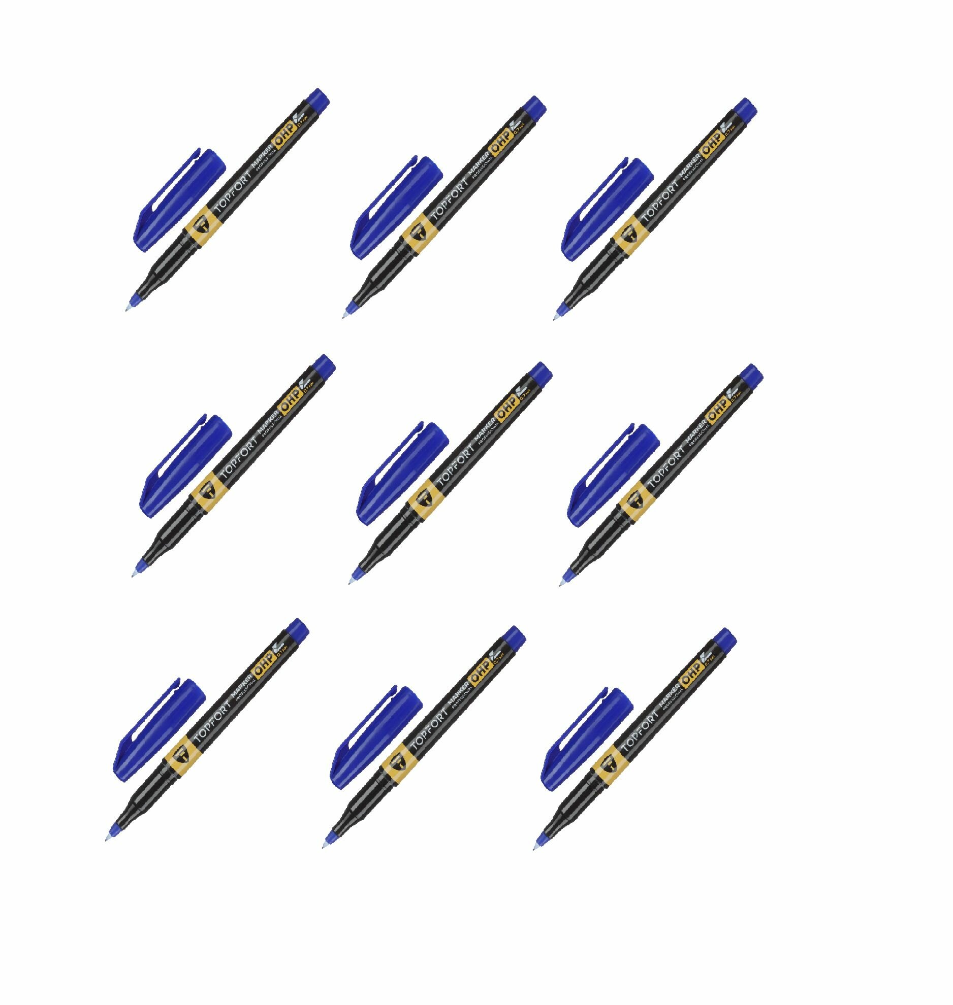 TOPFORT Маркер для глянцевых поверхностей, 0,7 мм, черный, 9 уп