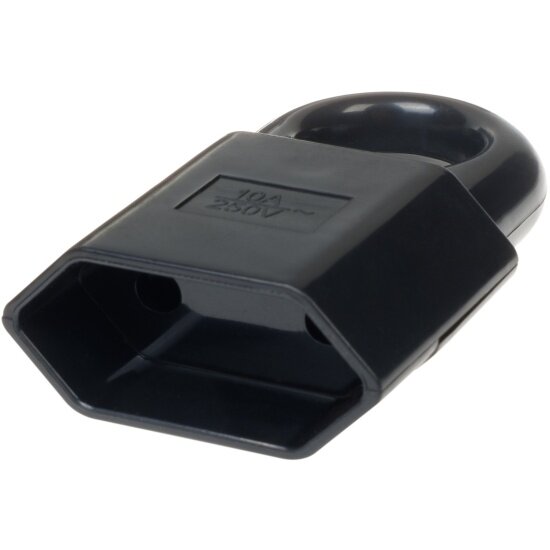 Розетка кабельная Duwi ABS-пластик, прямая, под евровилку CEE 7/16, б/з, с кольцом, 10А, 250B, IP20, черная, 30461 6