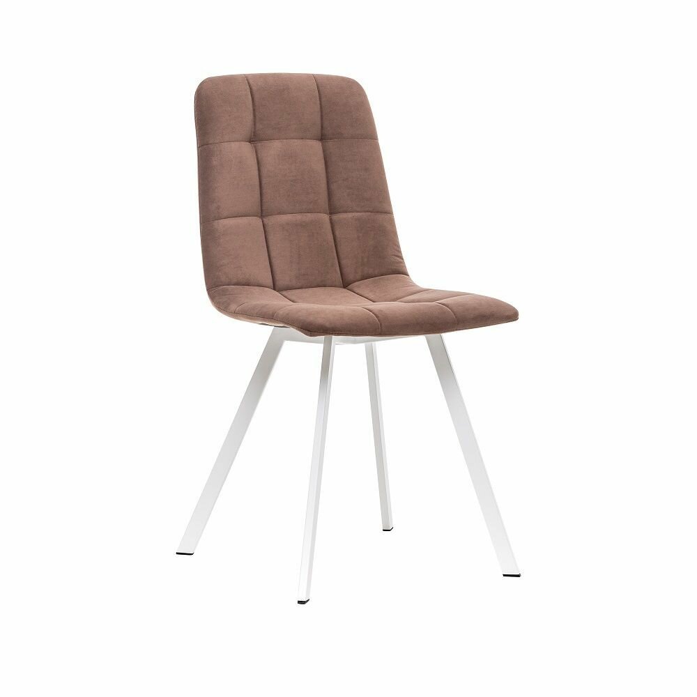 Стулья для кухни 2 штуки, Стул кухонный Sky Pro, металл Белый, велюр Шоколад