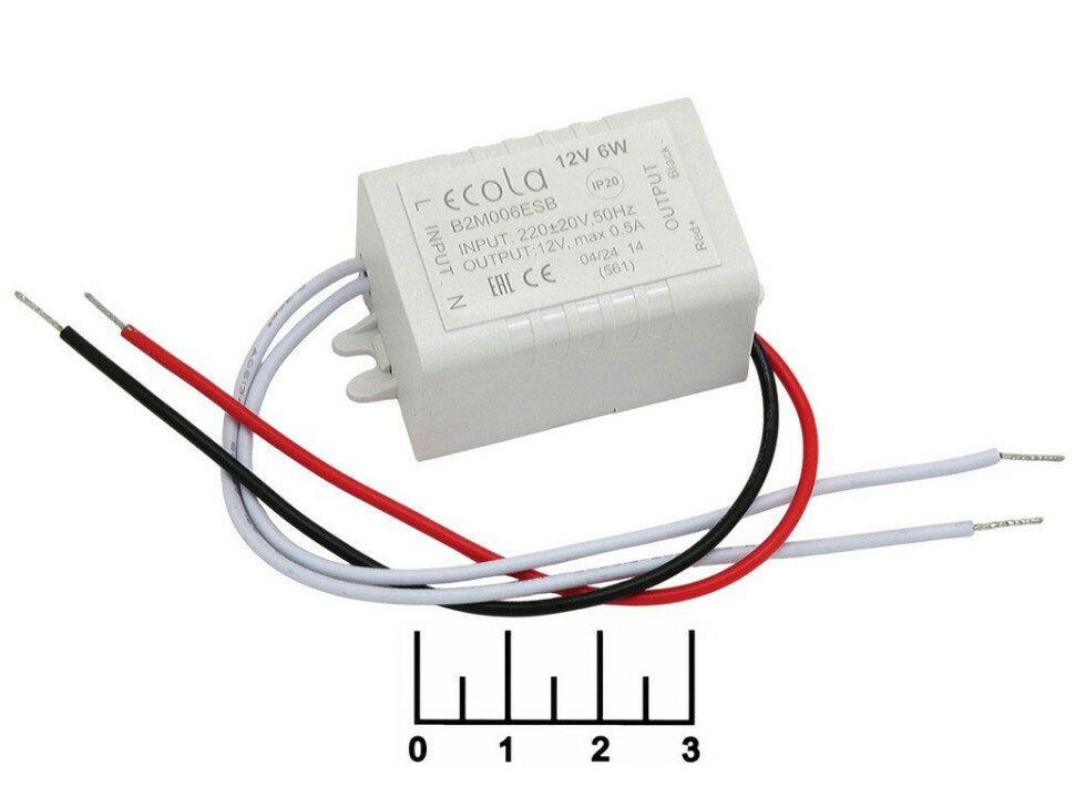 Блок питания 12V 0.5A 6W B2M006ESB Ecola IP20