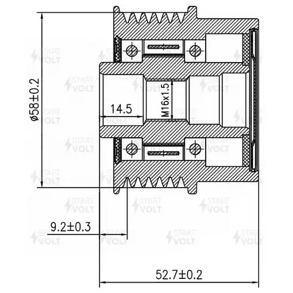 STARTVOLT SGP 0808 шкив с обгонной муфтой генер. для а / м ceed (18-) / soul II (14-) 1.6i (sgp 0808)