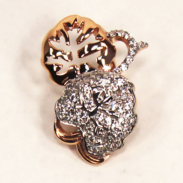 Подвеска, красное золото, 585 проба, фианит