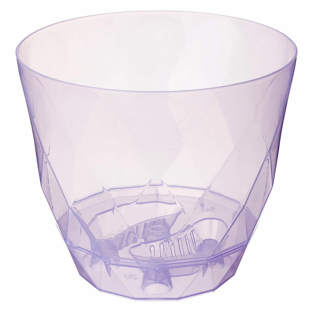 Горшок для орхидей Plast team "Laurel", пластмассовый, 1,3 л, 14,5х14,5х12,5 см, с поддоном, прозрачный сиреневый